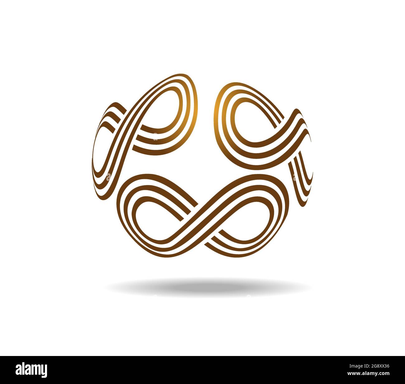 Three Mobius loops each made of three golden lines. Infinity symbols ...