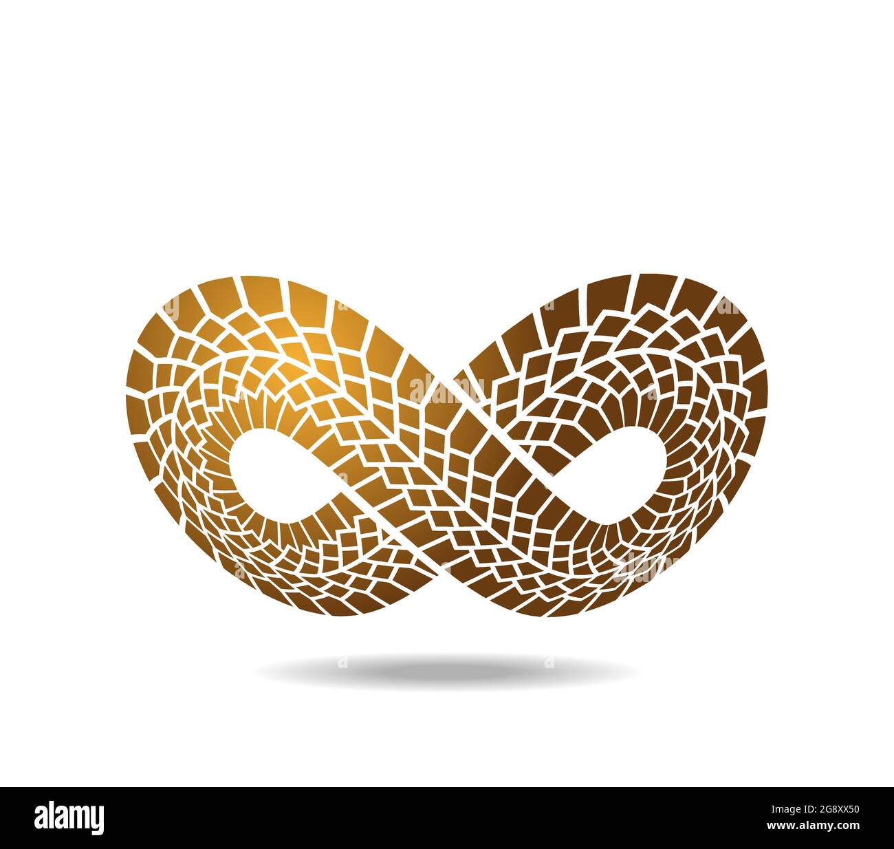 Mobius loop made of golden tire track. Located on the sphere. Skin of ...