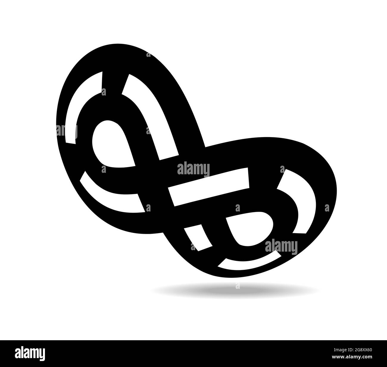 Mobius loop made of dotted white line on black one. Drawn on a sphere ...