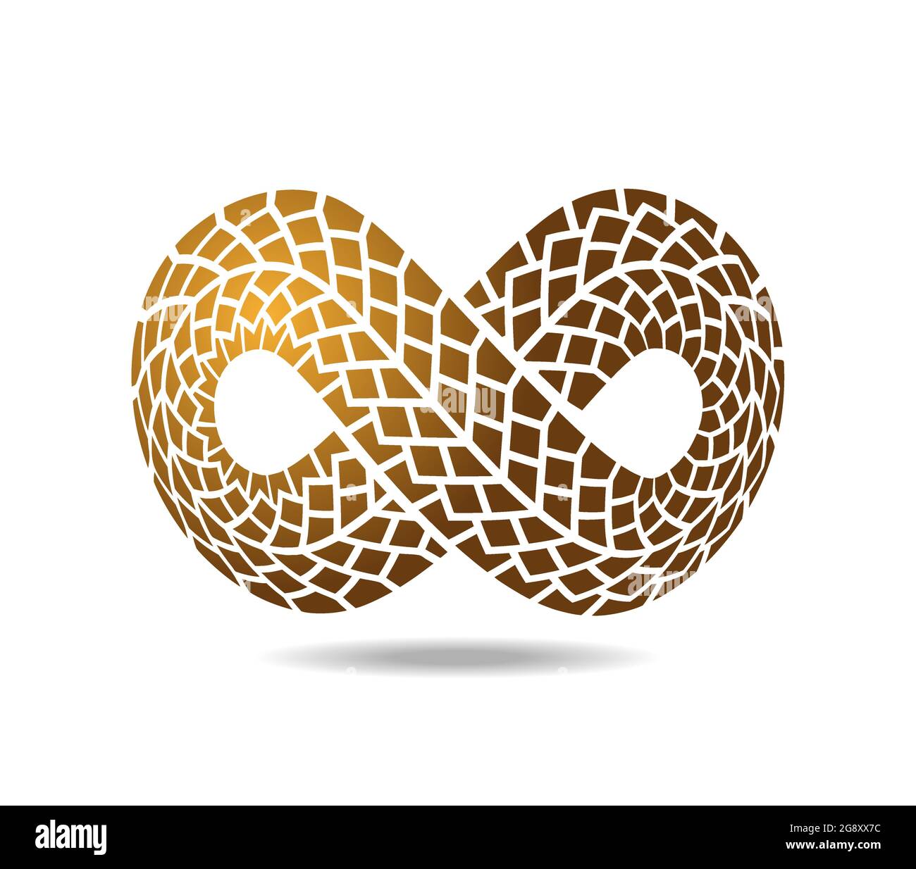 Gold Mobius loop made of gold tire track. Located on the sphere. Skin ...