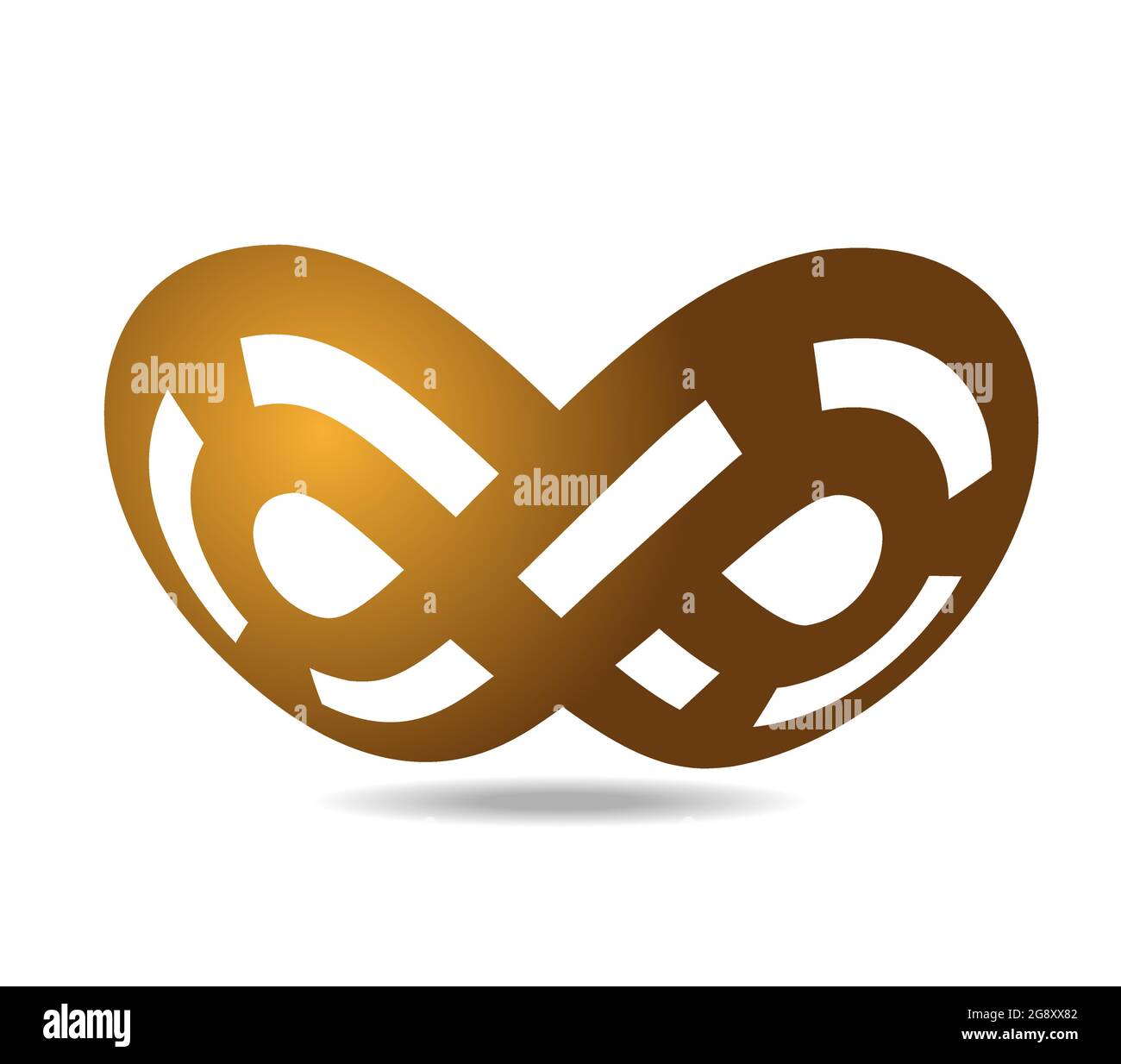 Mobius loop made of dotted white line on golden one. Drawn on a sphere ...