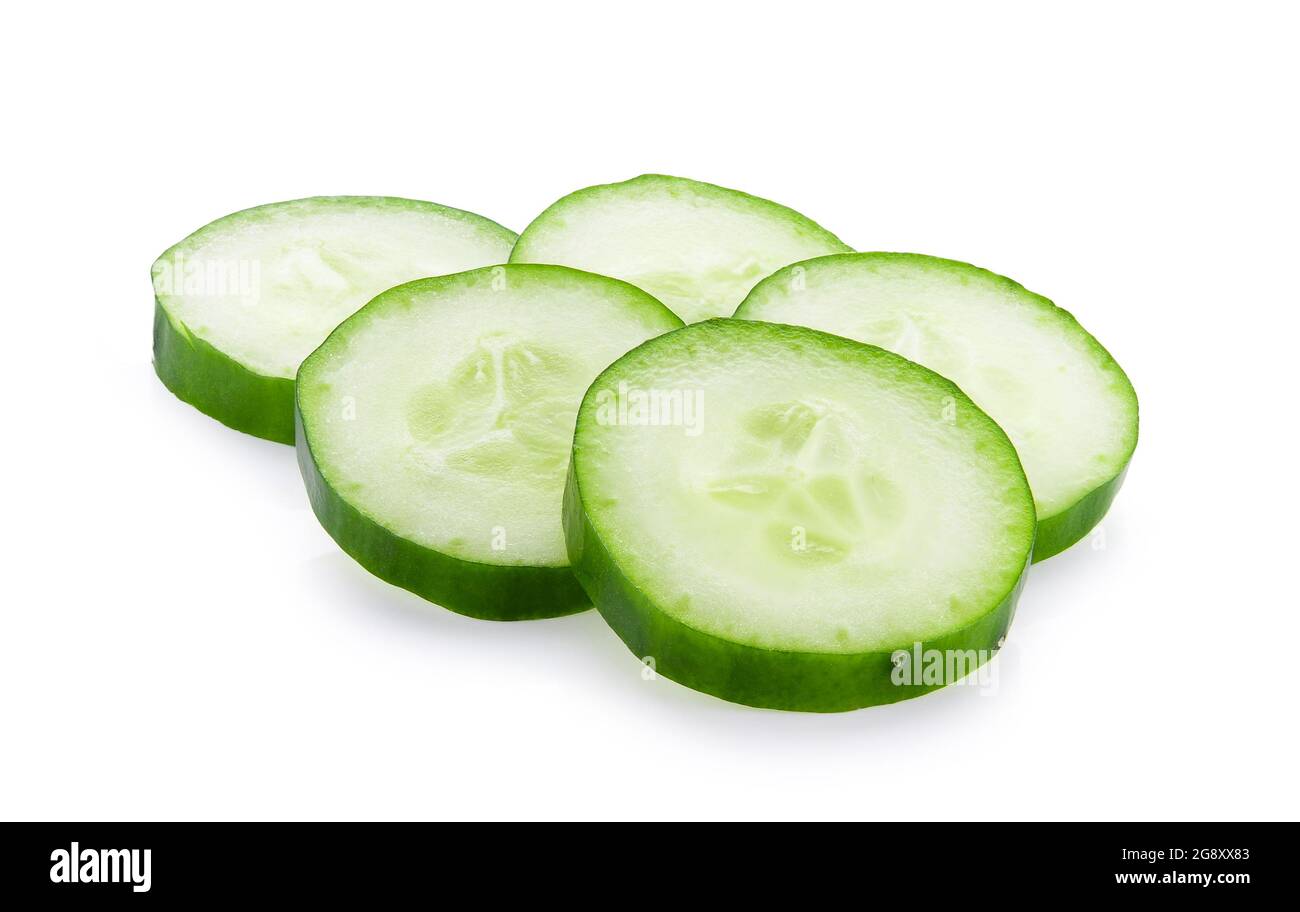 Fresh slice cucumber close-up on a white background Stock Photo - Alamy