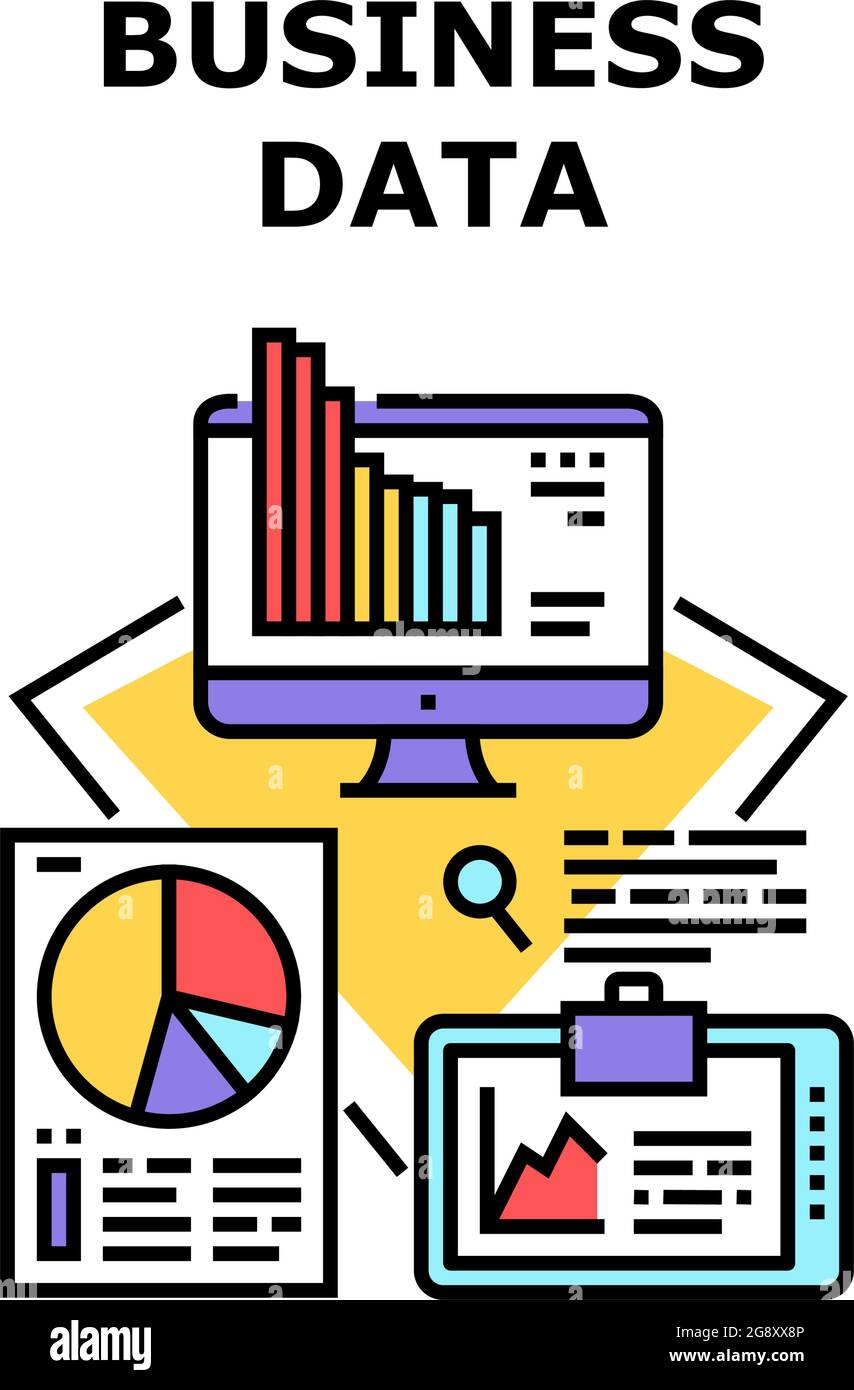 Business Data Vector Concept Color Illustration Stock Vector Image ...