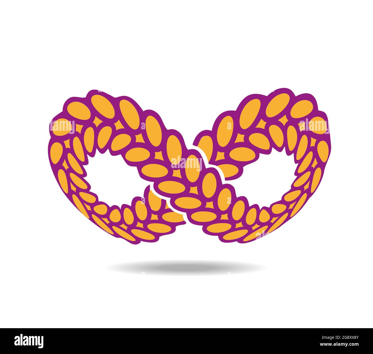 Mobius loop made of a laurel wreath or grain ears. Drawn on a sphere ...