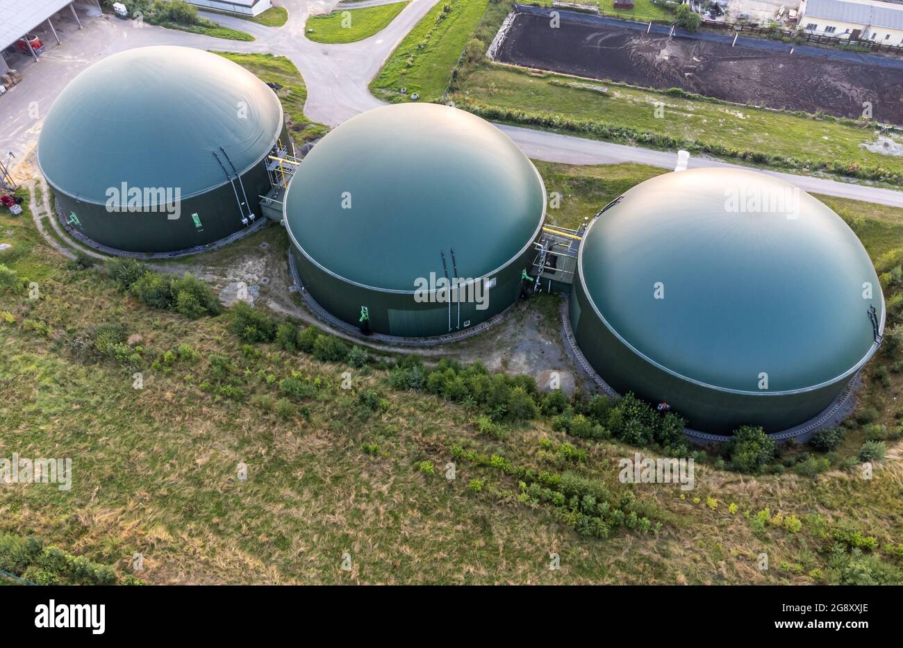 Aerial photo of a biogas plant Stock Photo - Alamy