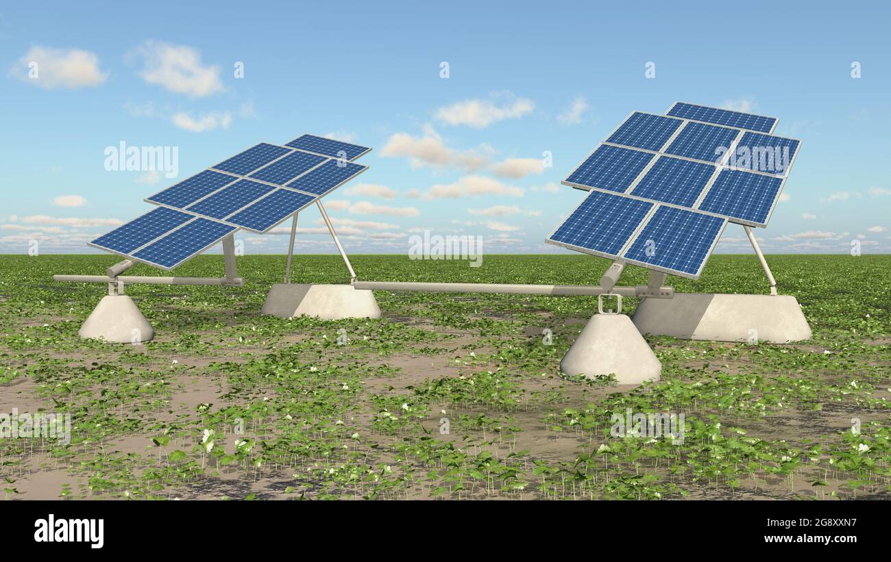 Solar panels in a landscape Stock Photo - Alamy
