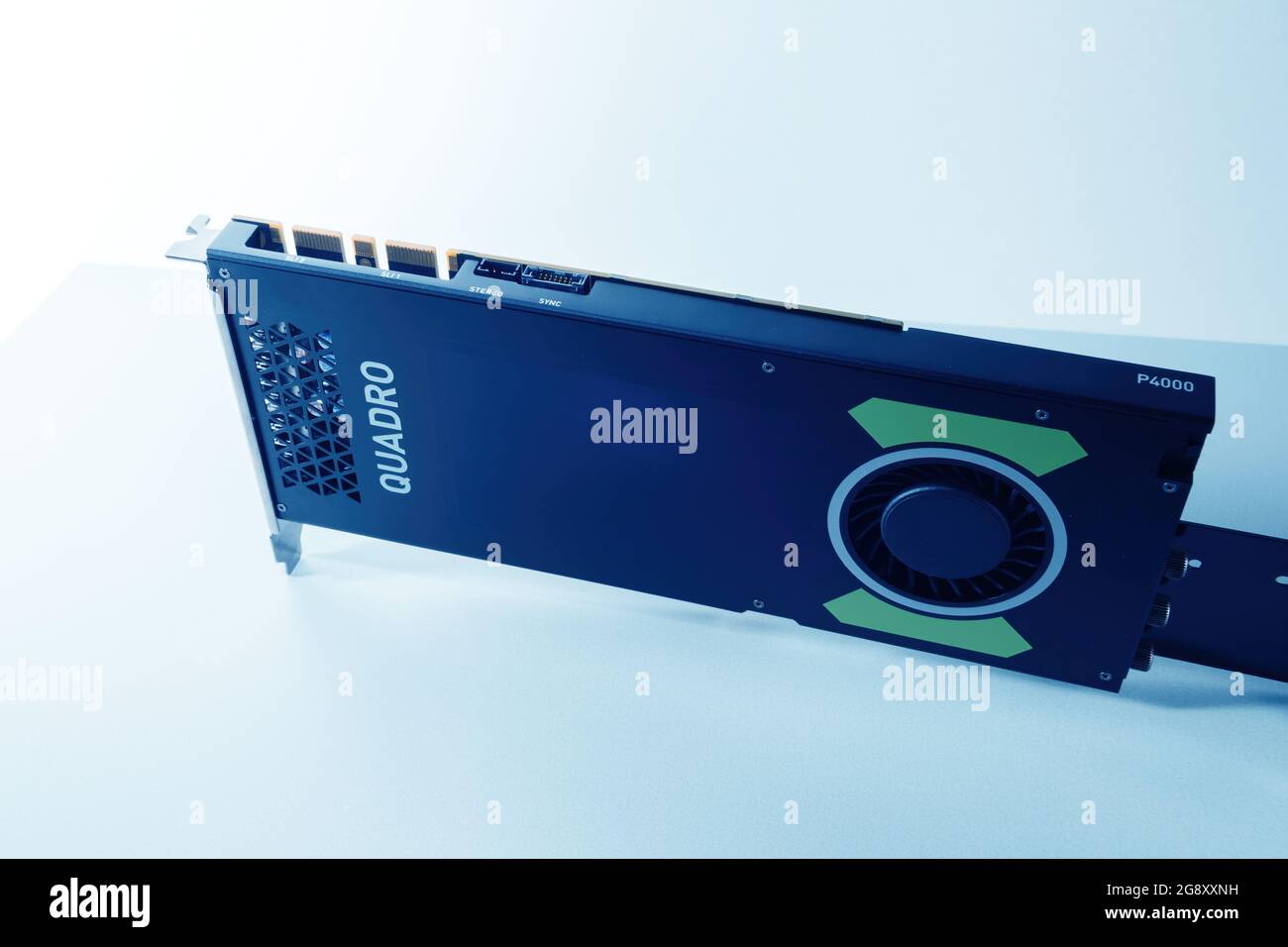 View from above of new powerful Nvidia Quadro RTX video gpu card Stock ...