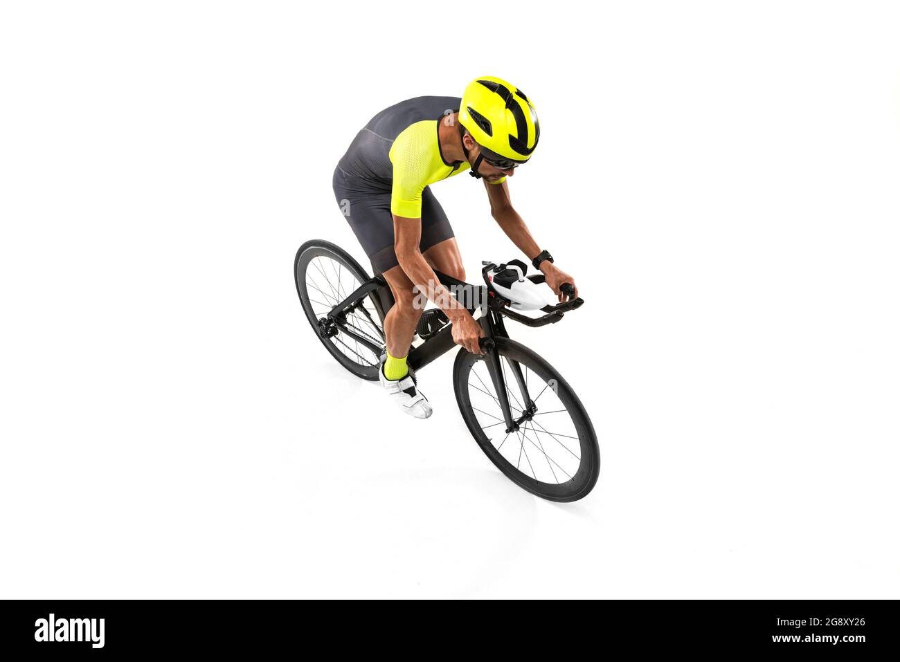 Person riding bicycle on road rear view Cut Out Stock Images & Pictures ...