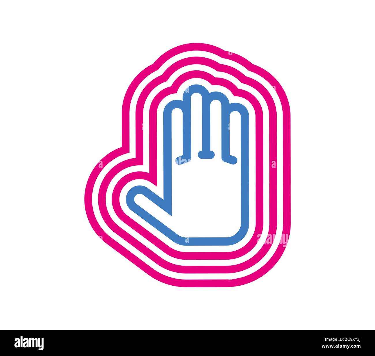 Linear blue hand outlined with three magenta lines Stock Vector Image ...