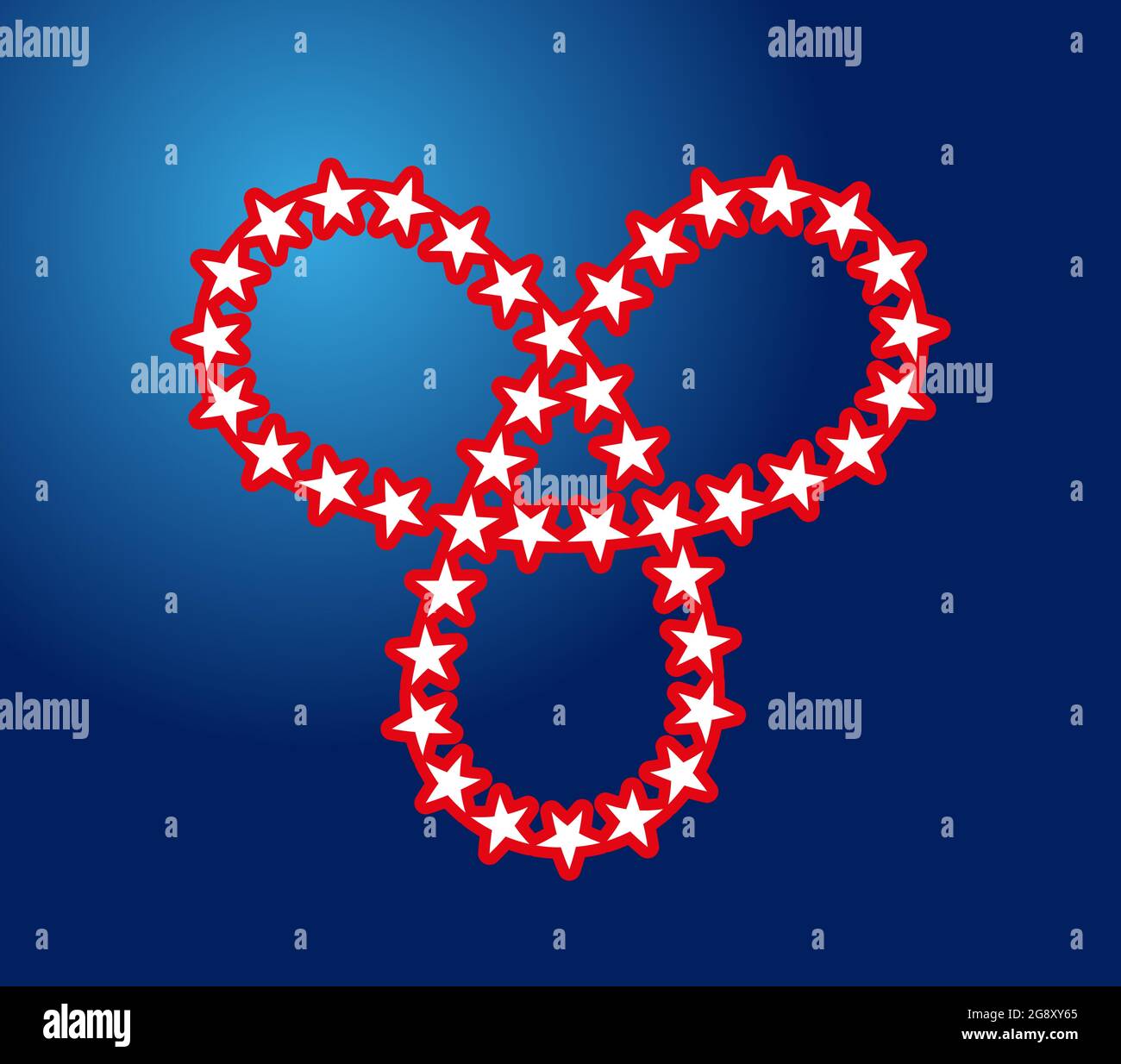 Mobius loop with three elements made of stars on dark background Stock ...