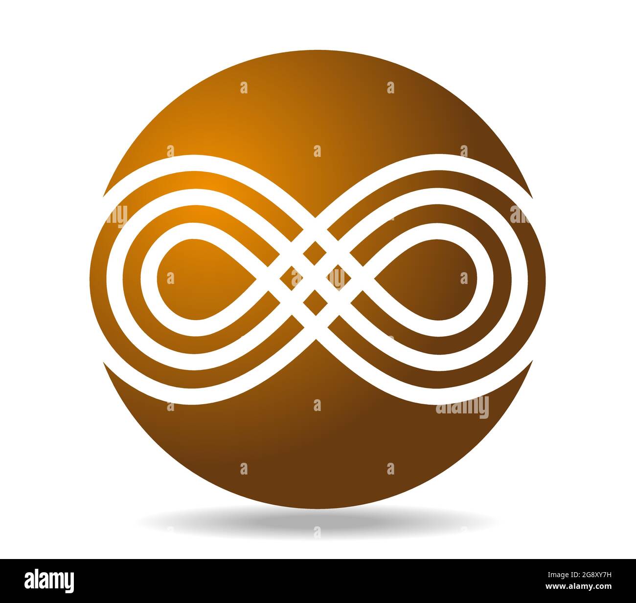 Mobius Loop Made Of Three Lines In White On Golden Circle Infinity