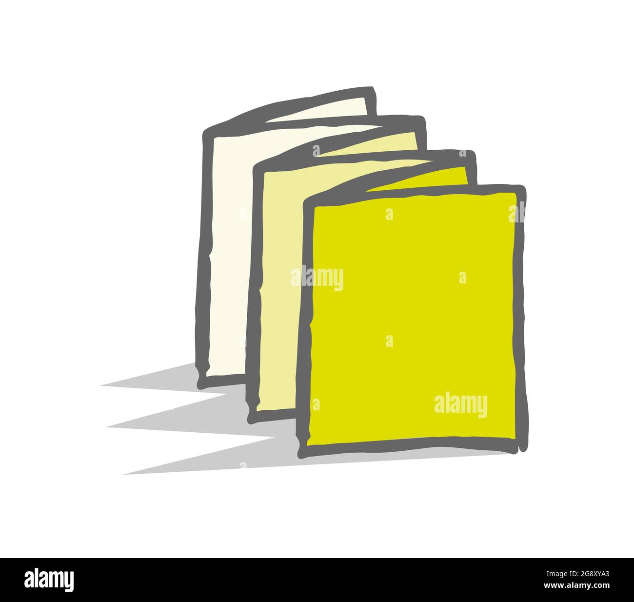 Sheet of paper formed into an accordion. 6-card leaflet. Freehand ...