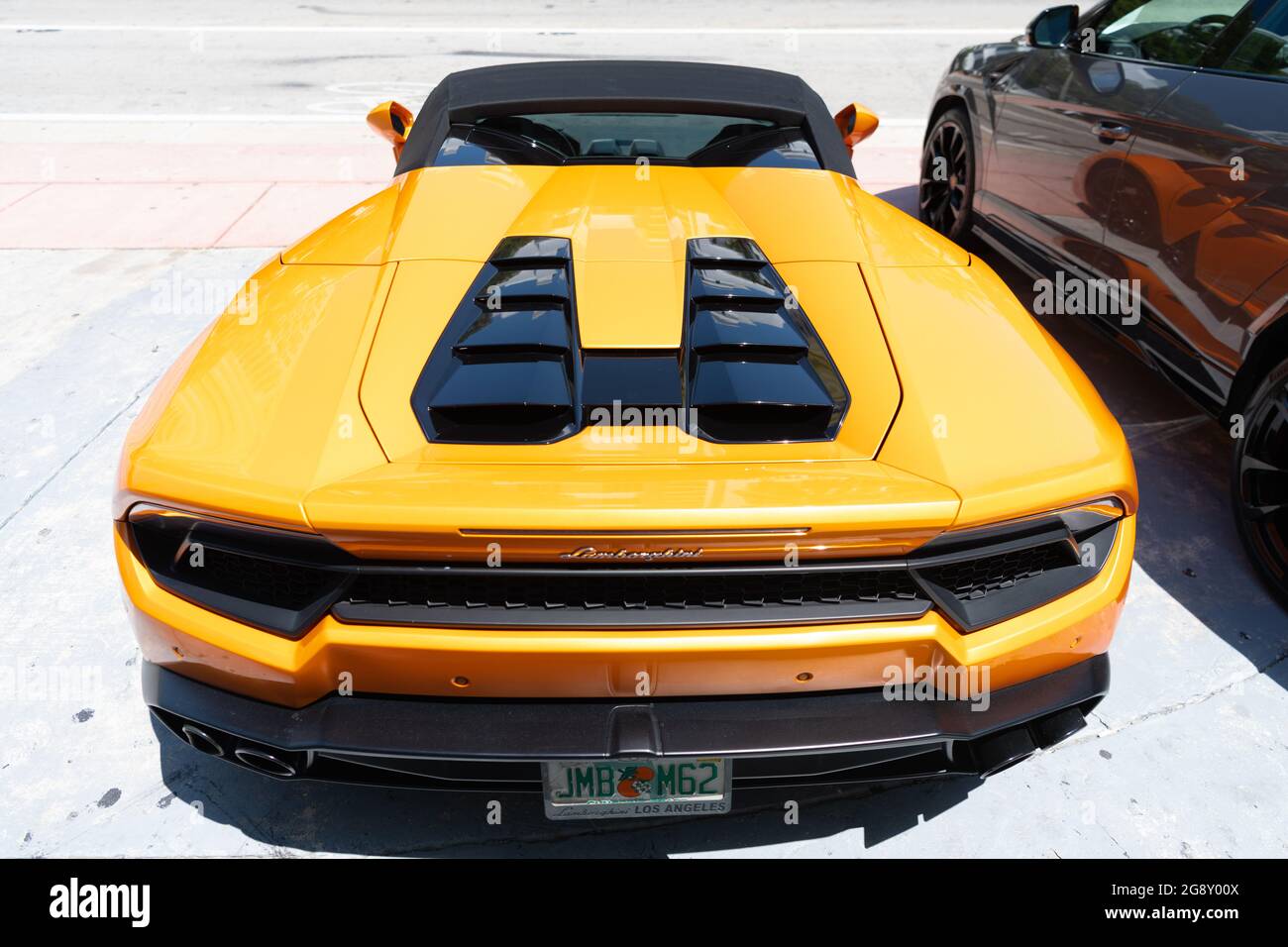 Los Angeles, California USA - April 14, 2021: orange Lamborghini ...