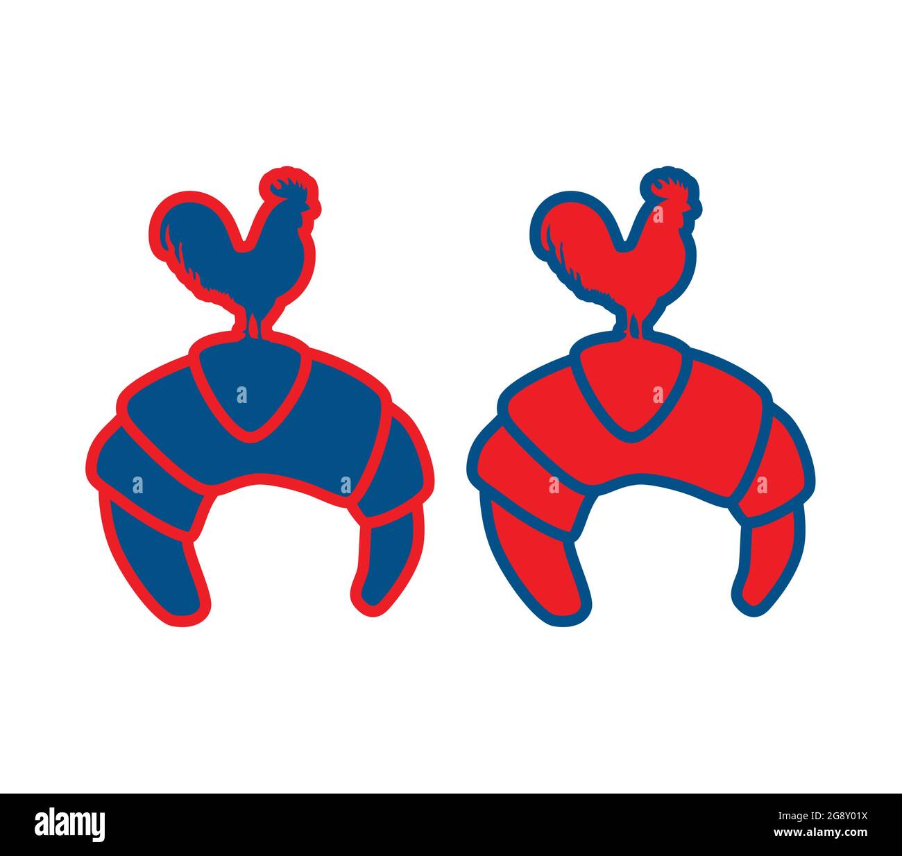 French rooster on a croissant. White and blue red Stock Vector Image ...