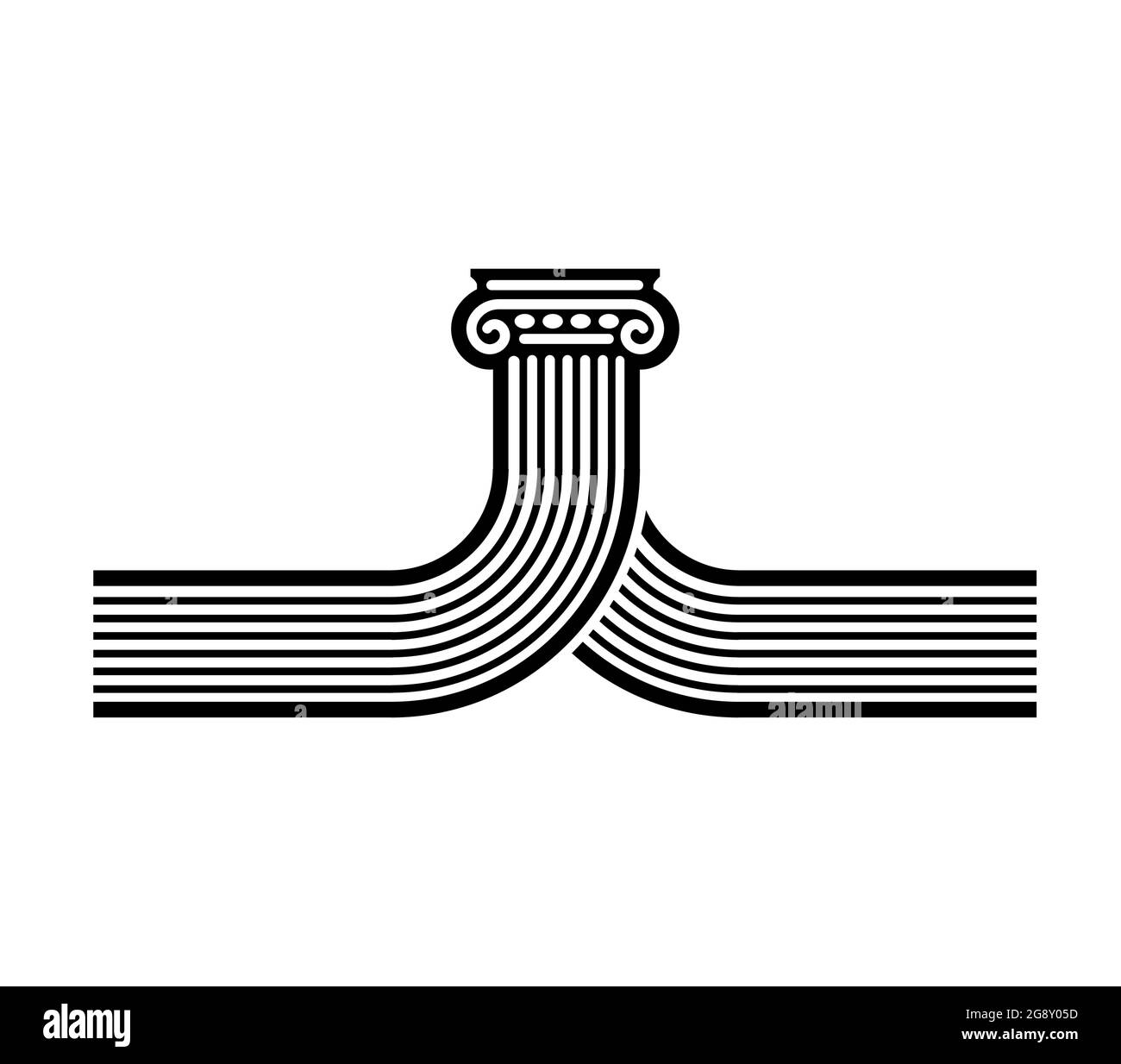 Two ancient columns bent and connected by heads to form a single shape ...