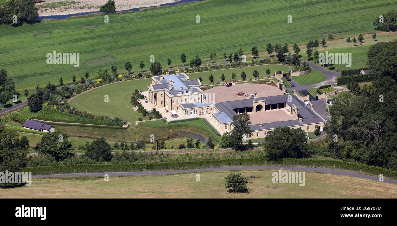 aerial view of a newly built modern mansion at Smithies Bridge near ...