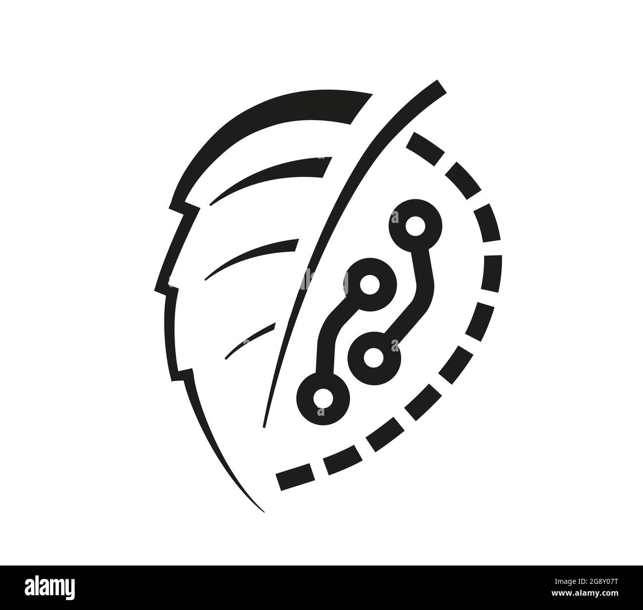 Logo in the form of half a leaf, half a circuit board Stock Vector ...