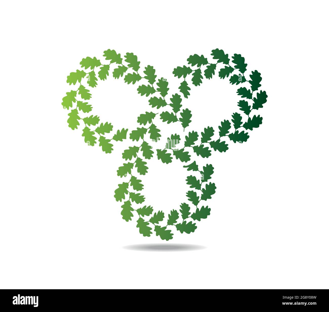 Mobius Loop With Three Elements Made Of Green Oak Leaves Stock Vector