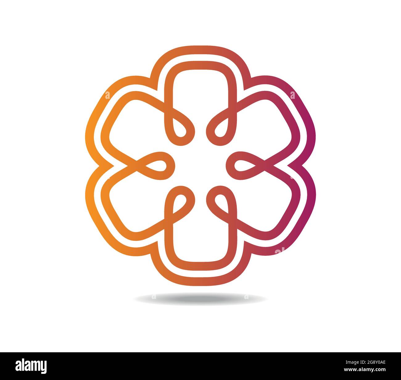 Linear drawing of outlined flower with rounded rectangular petals Stock ...