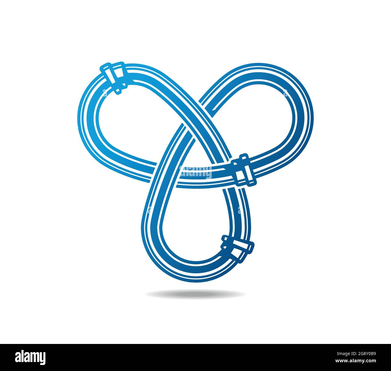 Mobius Loop With Three Elements Made Of Hydraulic Pipes Stock Vector