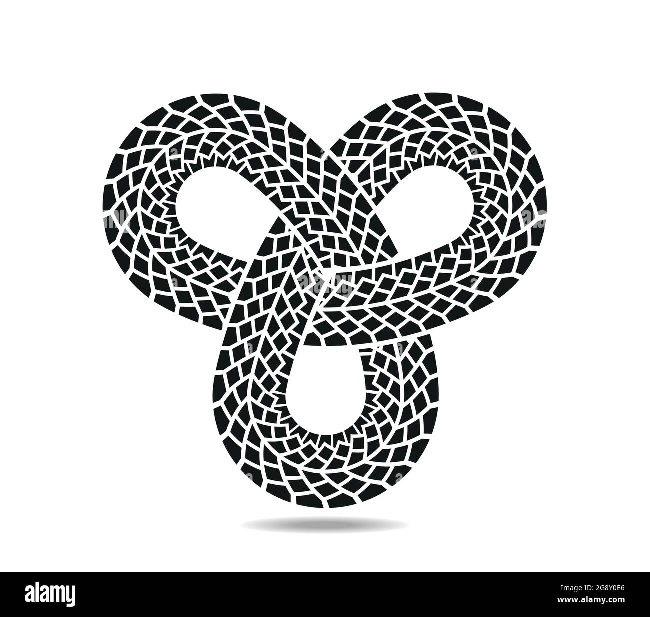 Mobius loop with three elements made from the trace of a car tire Stock ...