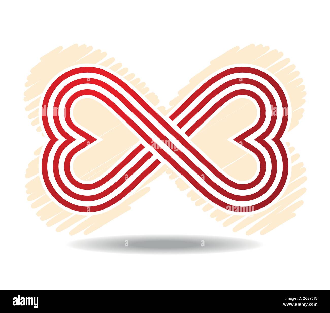 Mobius Loop Made Of Three Red Lines In Shape Of Touching Hearts Pink