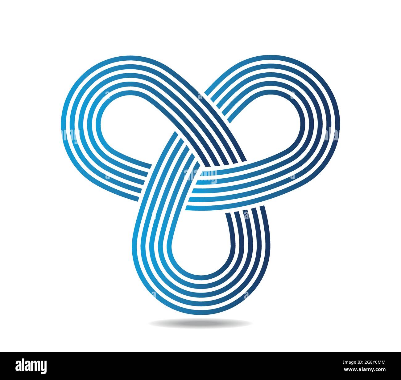 Mobius loop with three elements made of staff. Five blue lines Stock ...