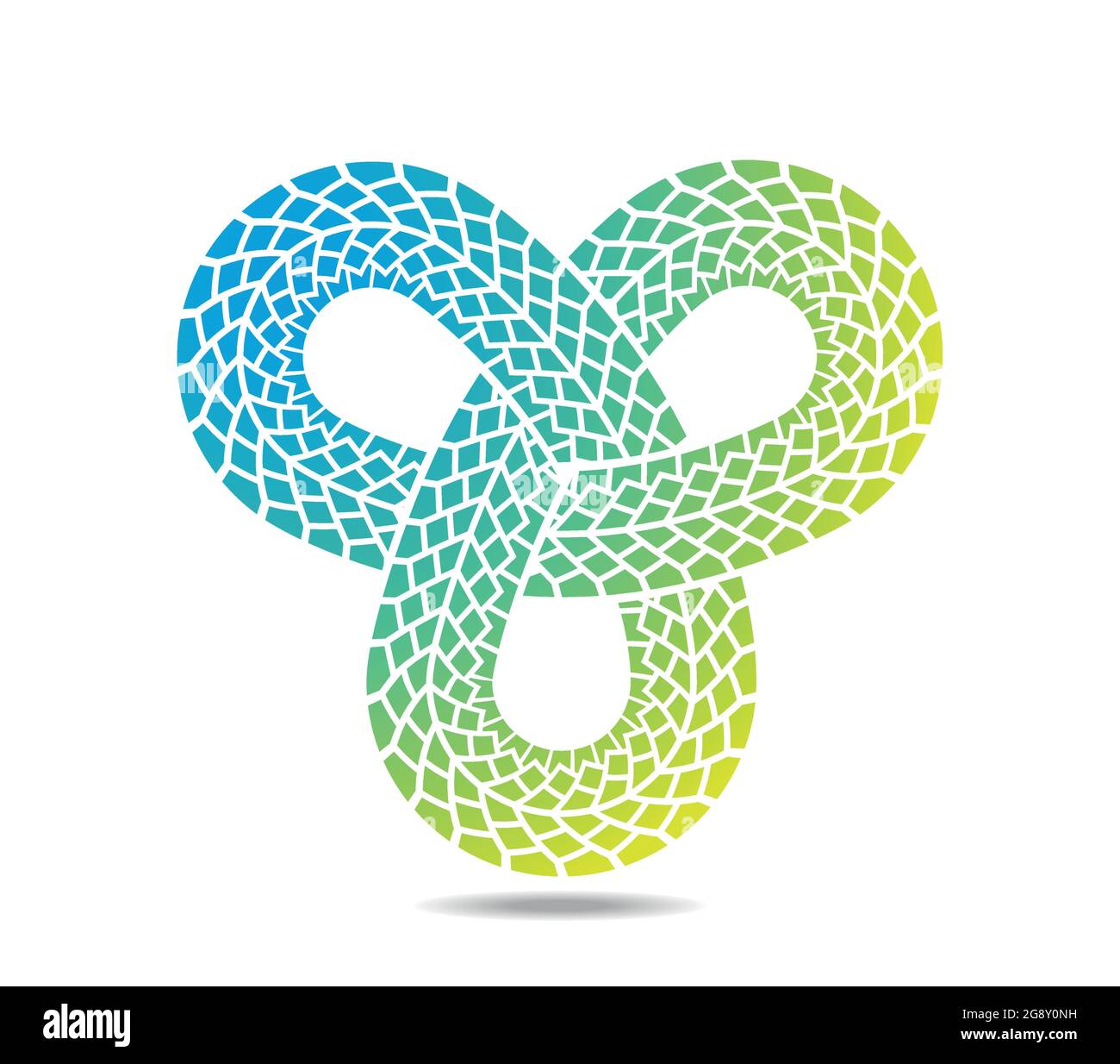 Mobius Loop With Three Elements Made From The Green Trace Of A Car Tire