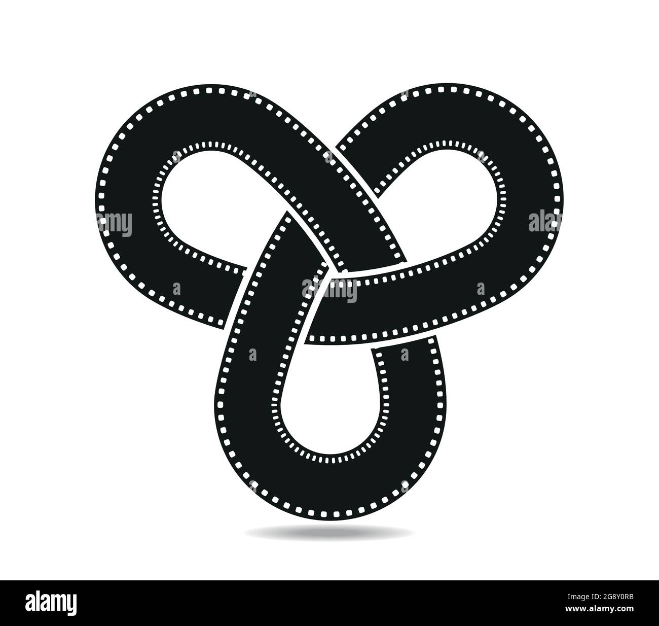 Mobius loop with three elements made of filmstrip. Film reel knot Stock ...