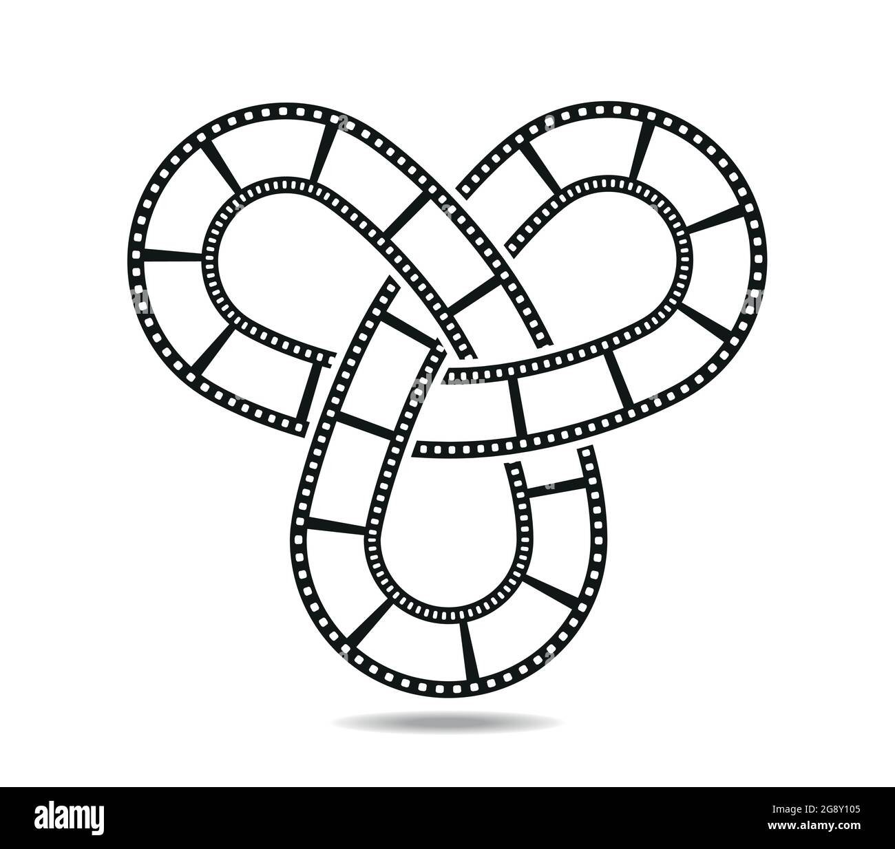 Mobius loop with three elements made of filmstrip. Film reel knot Stock ...