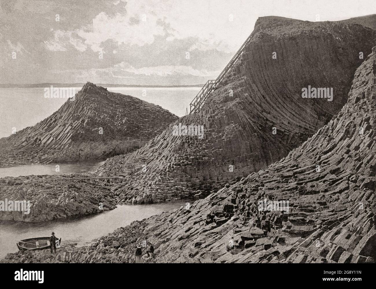 A late 19th century view of the Clam Shell Cave on Staffa, an ...