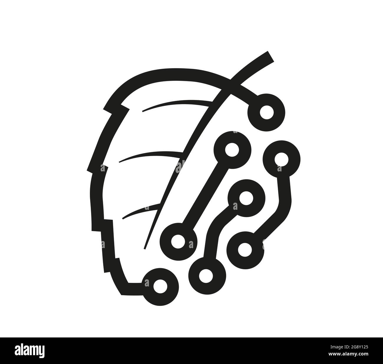 Logo in the form of half a leaf, half a circuit board Stock Vector ...