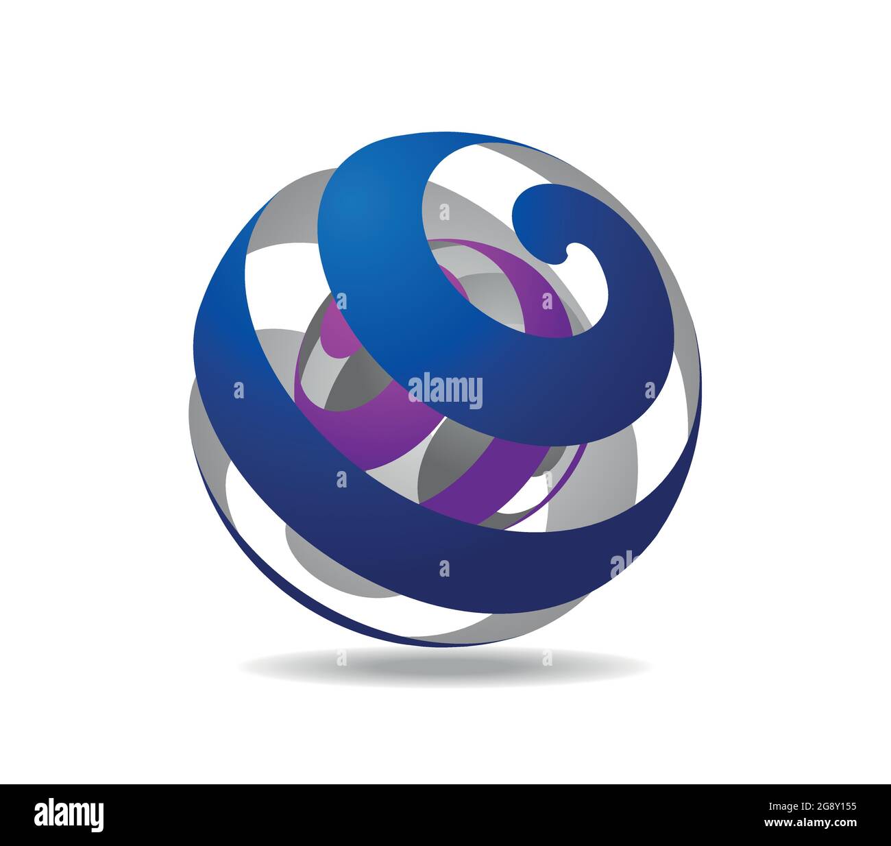 Two transparent balls one inside another made of spirally arranged ...