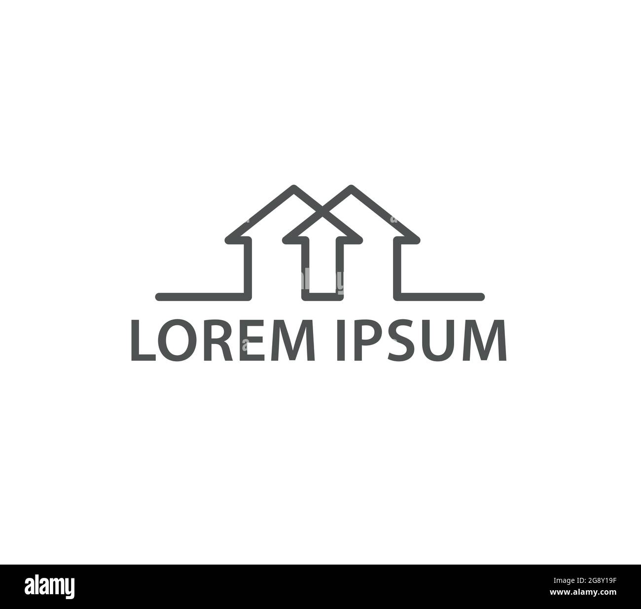 Linear logo depicting a building constructed of vertical arrows Stock ...