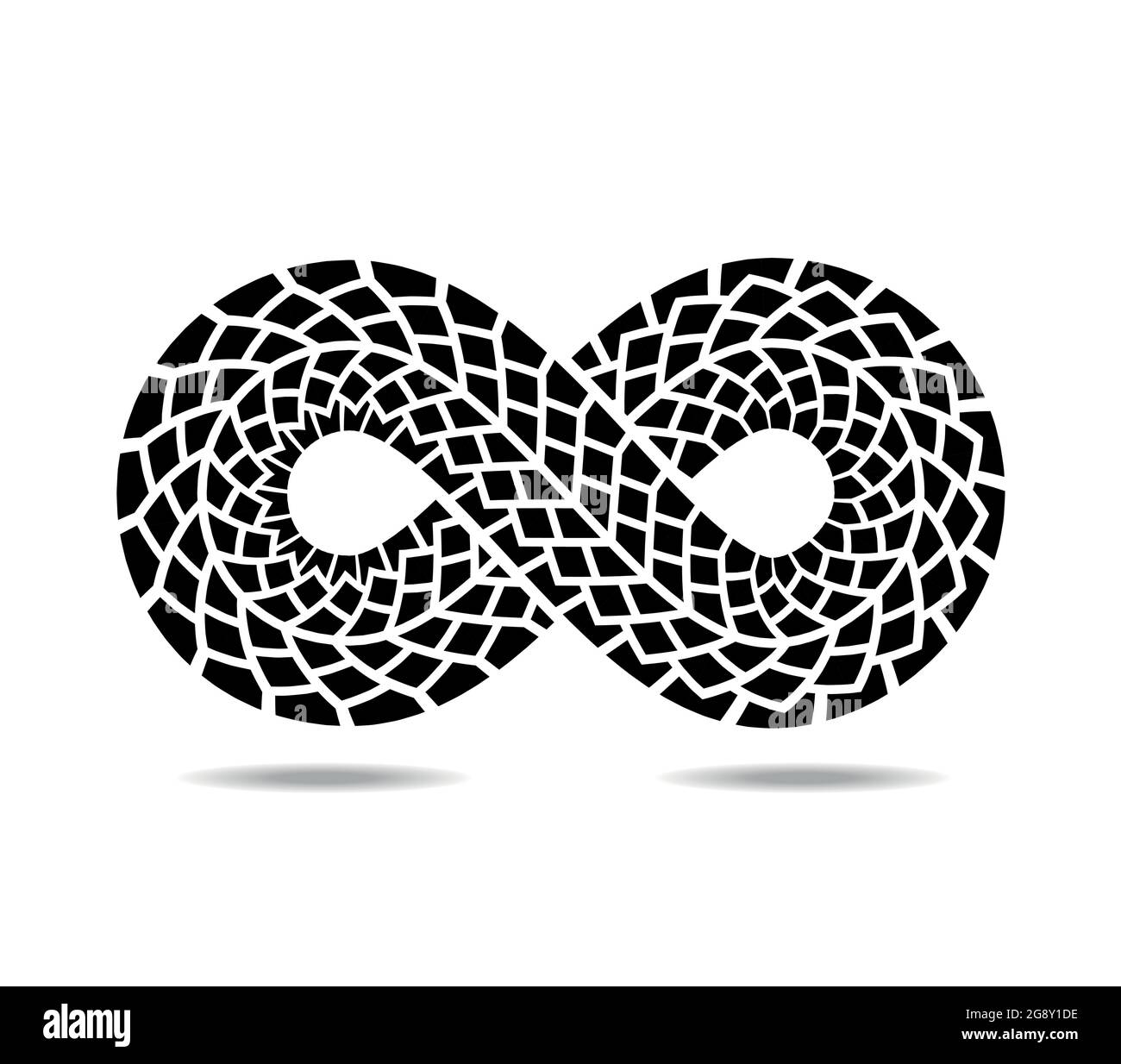 Mobius loop made of tire track in black. Snakes skin. Infinity symbol ...