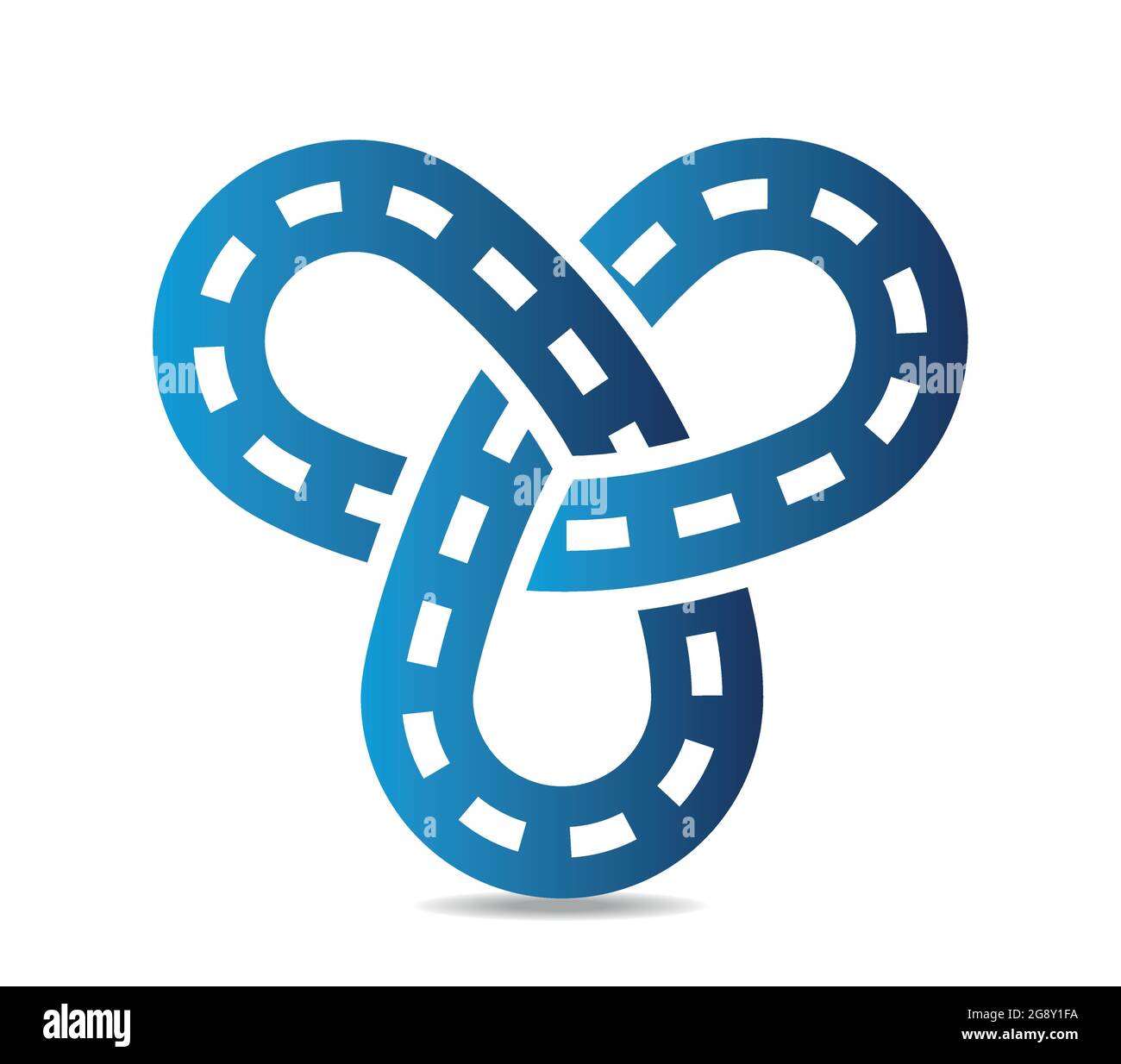 Mobius loop with three elements made of a road-like line. Road junction ...