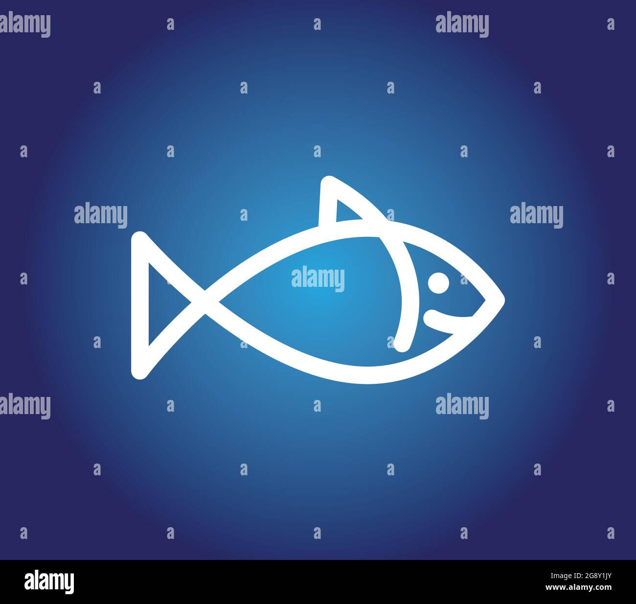 Stylized smiling fish drawing linear logo symbol Stock Vector Image ...
