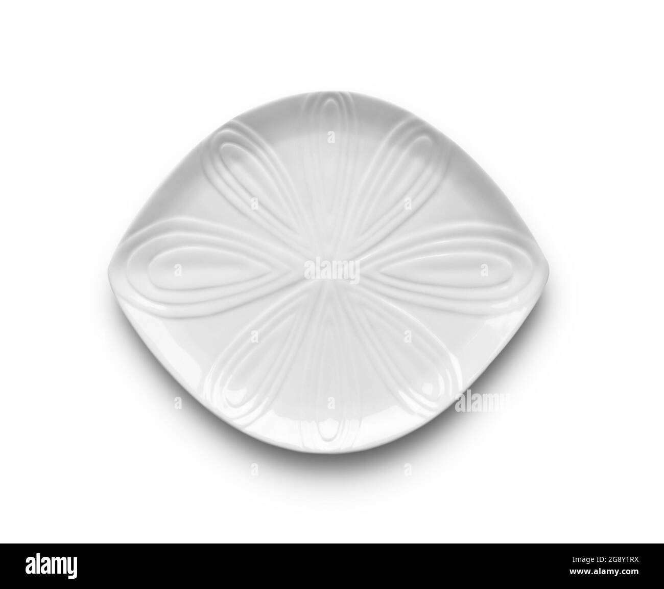 ceramic plate on white background. top view Stock Photo - Alamy
