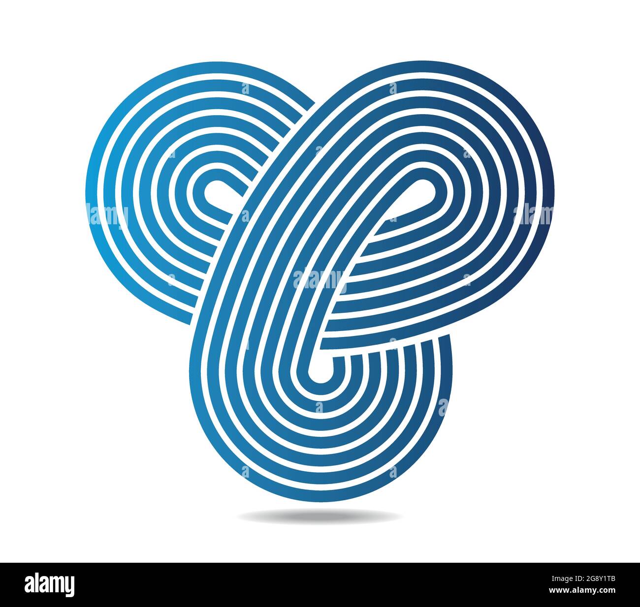 Object like thick mobius loop with three elements made of seven lines ...