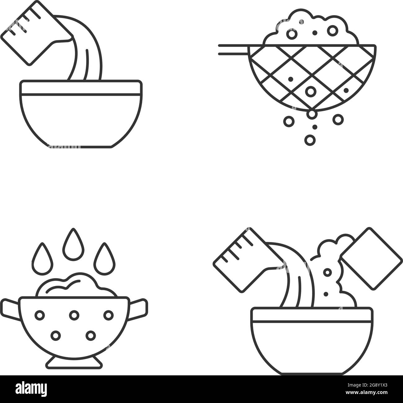 Food preparation instruction linear icons set Stock Vector Image & Art ...
