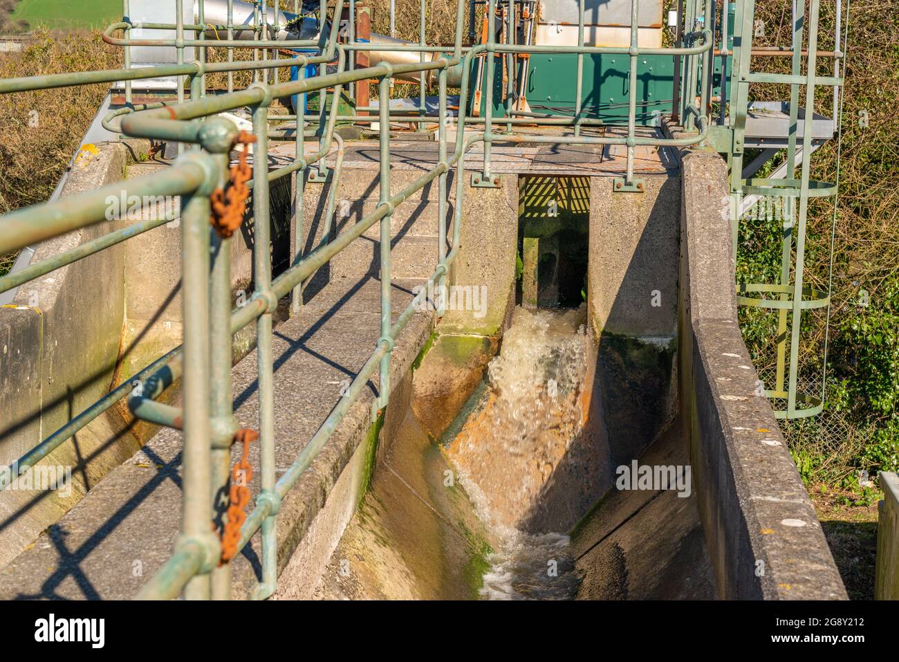 Raw sewage enters sewage treatment works Stock Photo - Alamy
