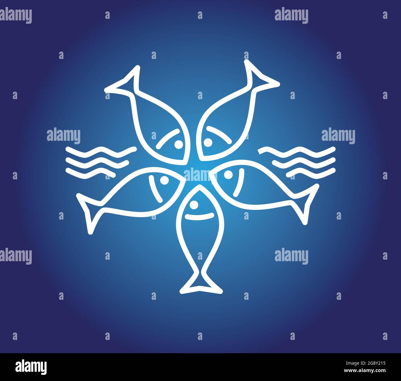 Stylized fish in a circle drawing linear logo symbol Stock Vector Image ...