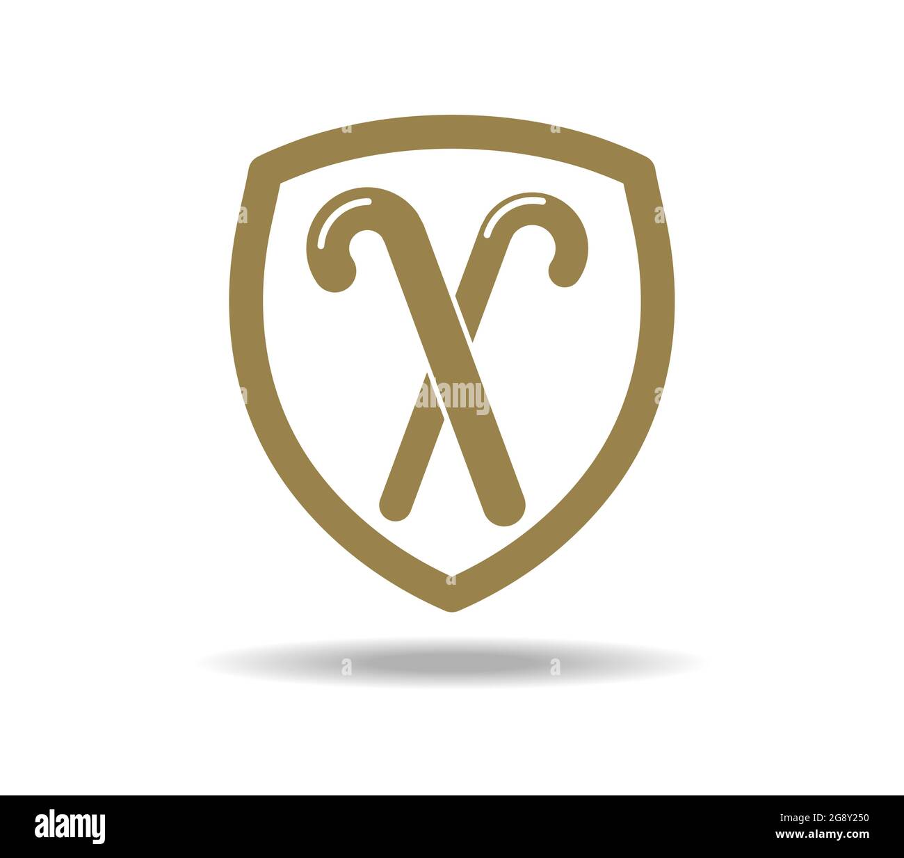 Golden shield with crossed golden walking sticks Stock Vector Image ...