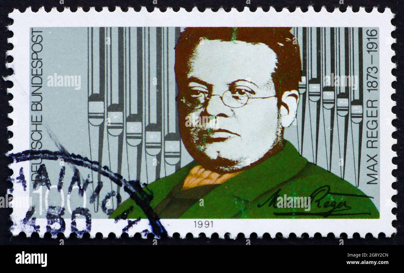 GERMANY - CIRCA 1991: a stamp printed in the Germany shows Max Reger ...