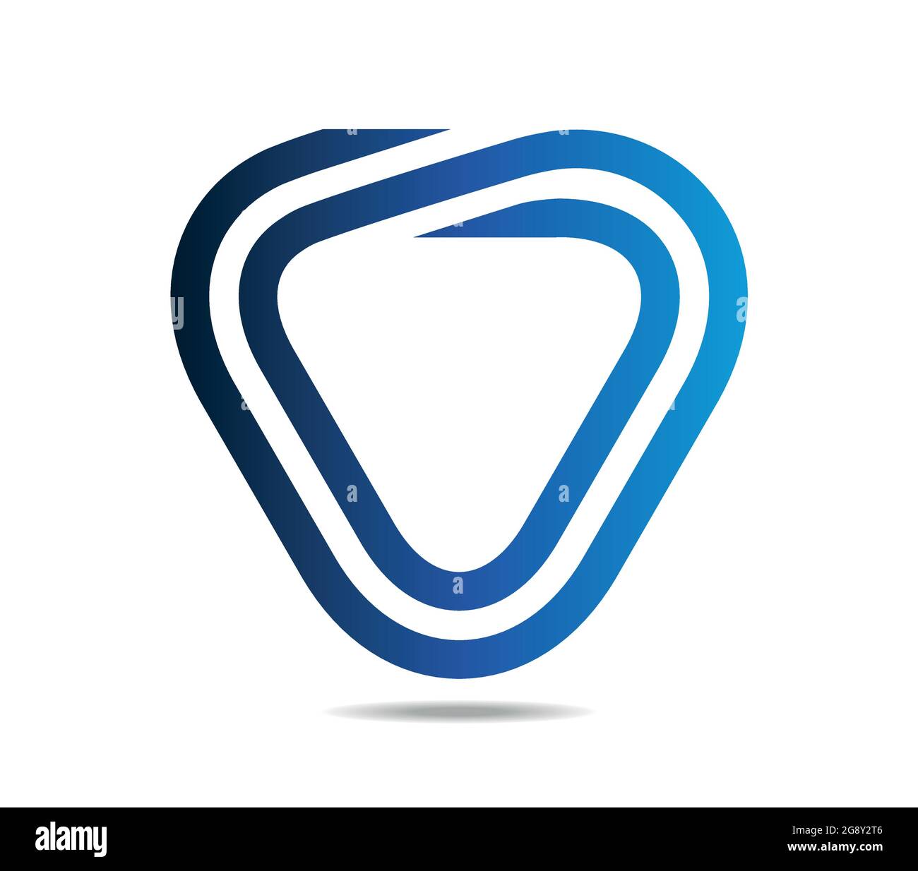 Rounded blue triangle made of two lines Stock Vector Image & Art - Alamy