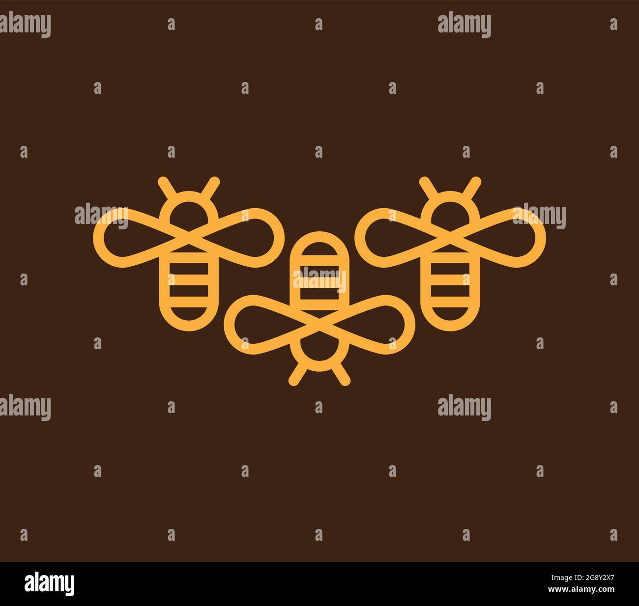 Bees linear drawing on brown background. Honey comb Stock Vector Image ...