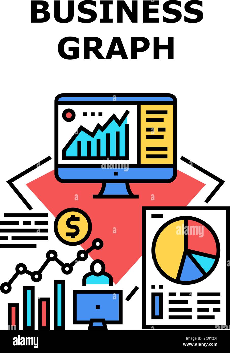 Business Graph Vector Concept Color Illustration Stock Vector Image ...
