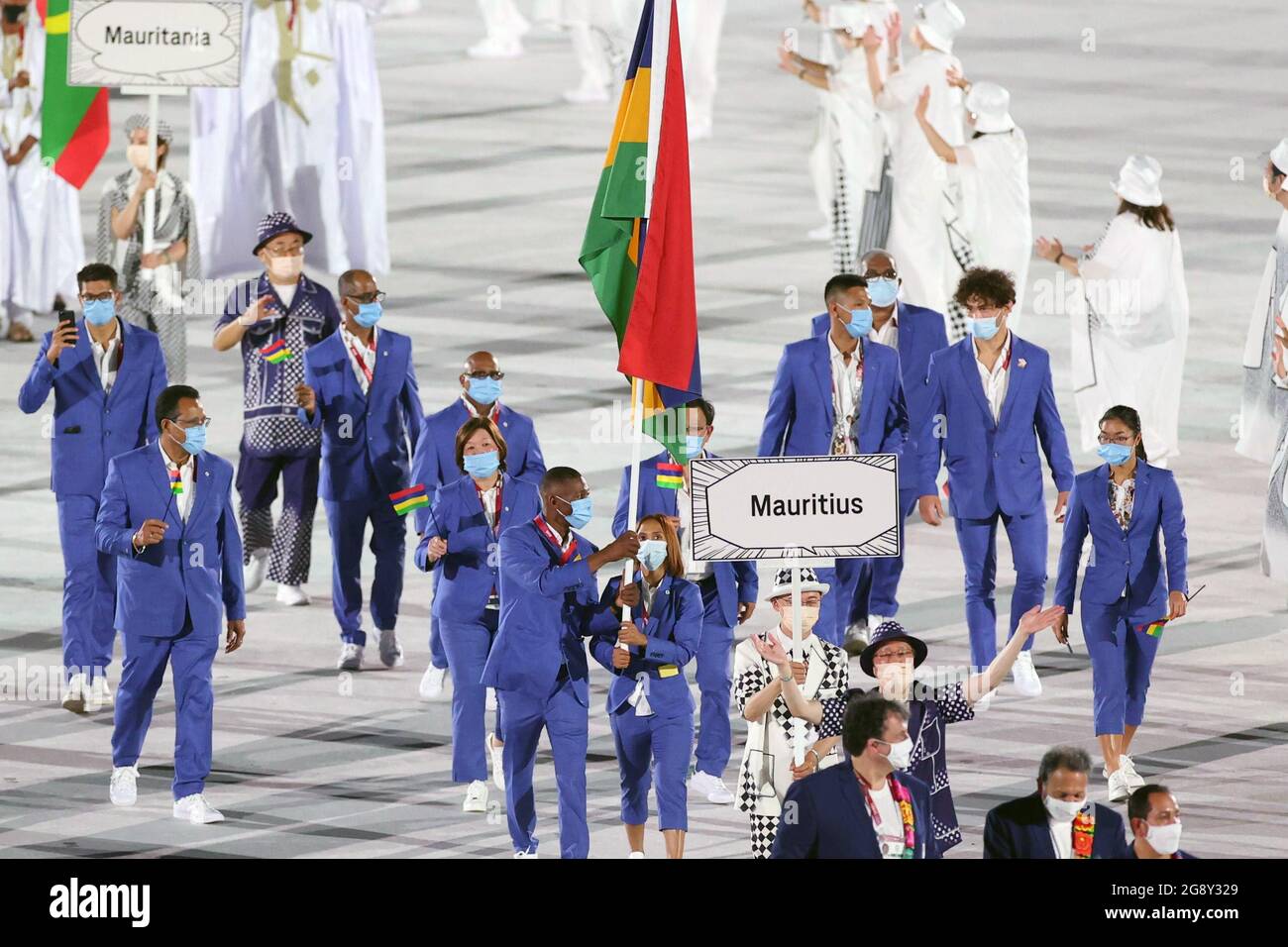 Tokyo, Japan. 23rd July, 2021. Olympic delegation of Mauritius parade ...