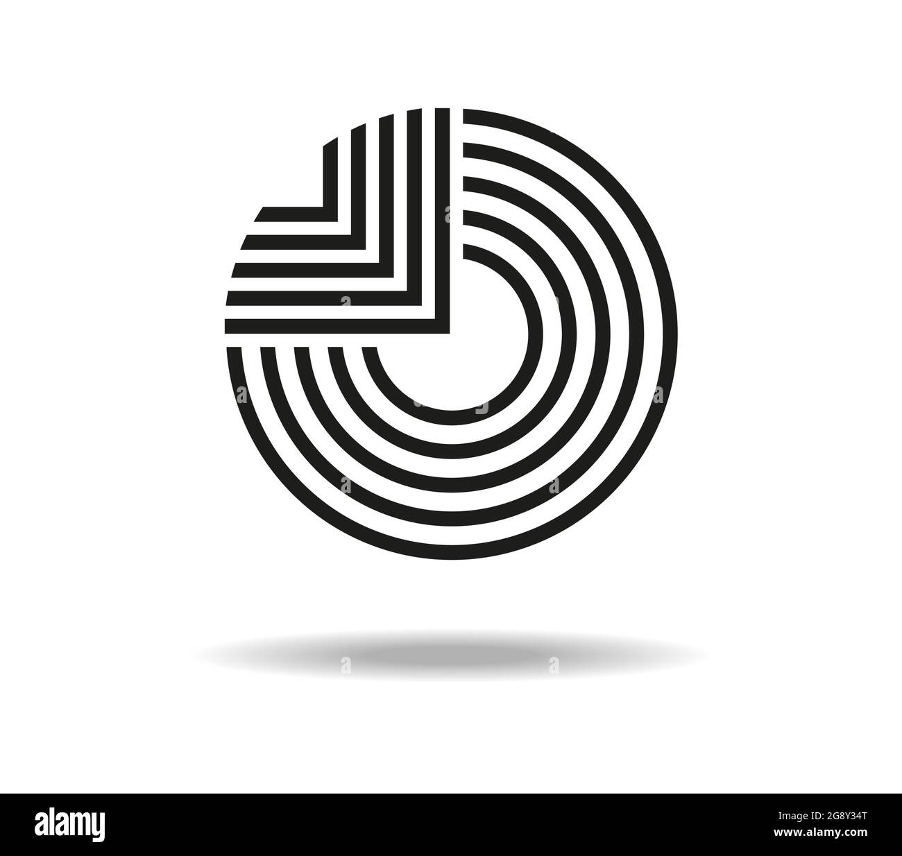 Abstract logo in the shape of a circle and a square corner made of a ...