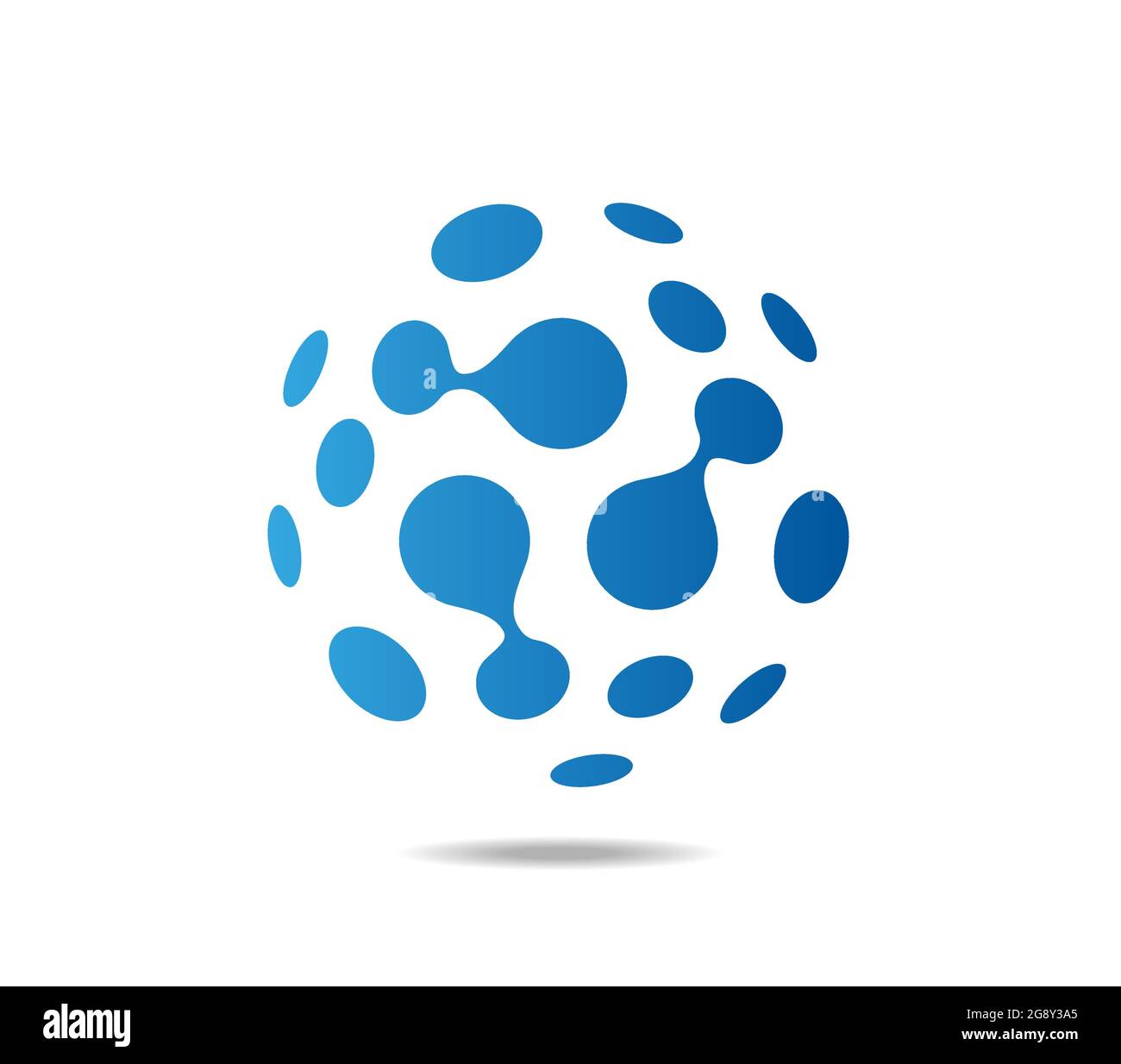 A transparent sphere covered with a raster of blue connected and ...